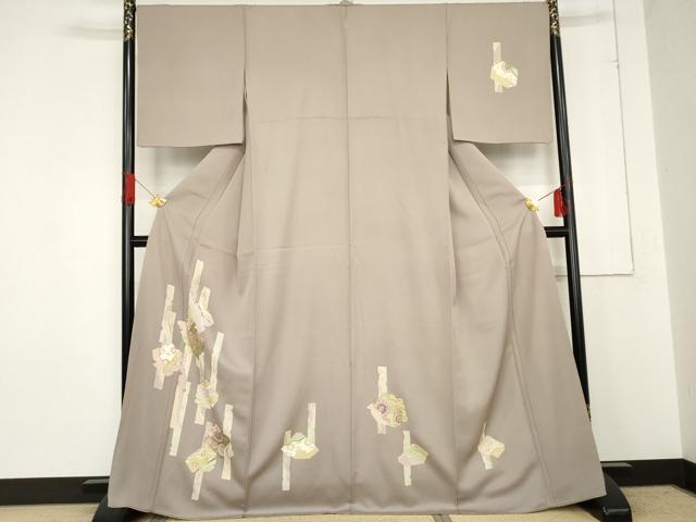 平和屋着物●訪問着　破れ色紙短冊花文　金彩　正絹　逸品　AABE2865cs