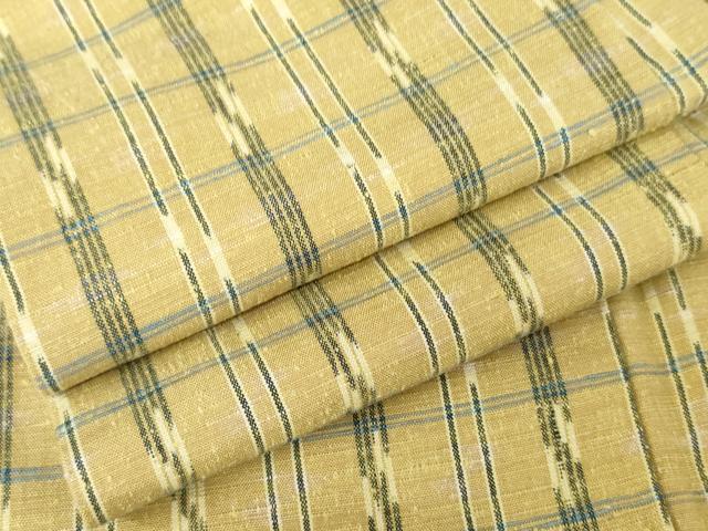 平和屋着物●上質な紬　変わり格子　胴抜き仕立て　正絹　逸品　AABE2887cs