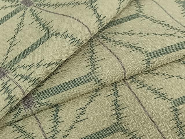 平和屋着物▽小紋　単衣　麻の葉文様　洗える着物　AABE3394jh