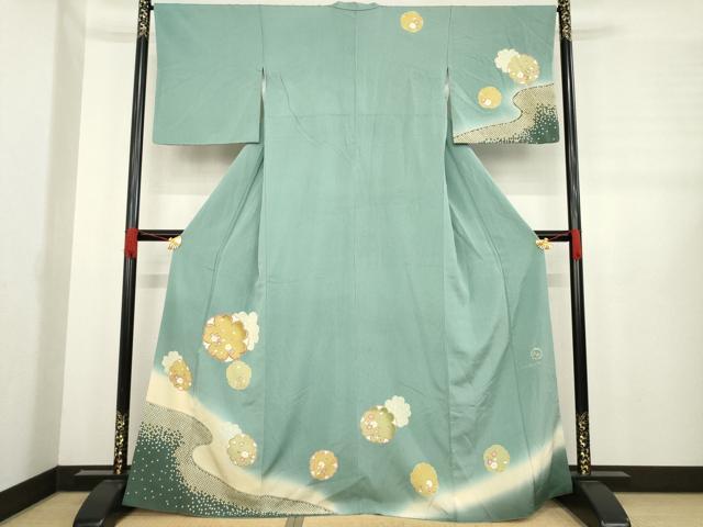 平和屋着物●ファッションブランド　hiromichi nakano　ヒロミチナカノ　訪問着　舞花文　暈し染め　金彩　正絹　逸品　AABE3452ck