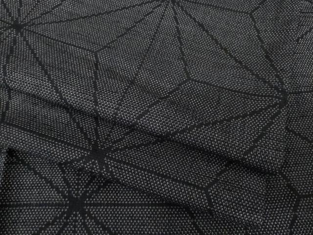 平和屋着物●塩沢紬　麻の葉霞文　正絹　逸品　AABE4127ck