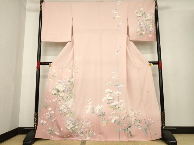 平和屋着物●訪問着　友禅　作家物　花篭文　暈し染め　正絹　逸品　AABE4137ck