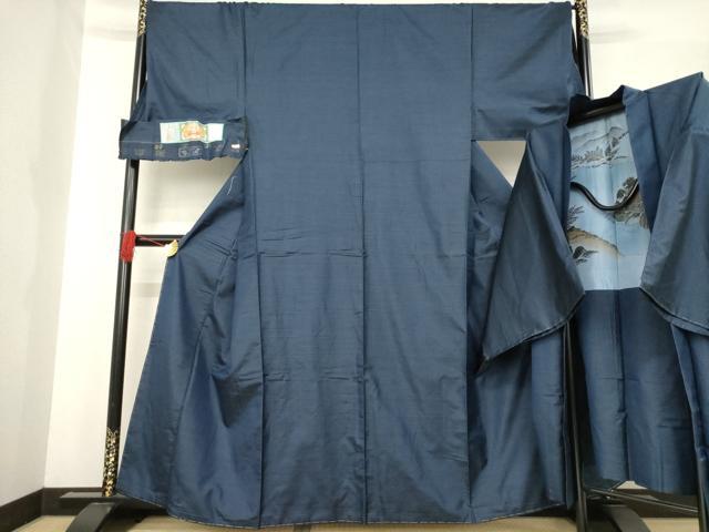 平和屋着物●男性　本場大島紬　アンサンブル　変わり格子　久野織物特製　さが美扱い　キングサイズ　証紙付き　正絹　逸品　AABE4164ck