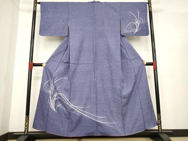 平和屋着物●訪問着　紬地　流水草花文　正絹　逸品　未使用　AABE4178ck