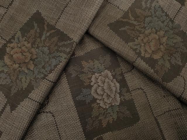 平和屋着物●本場大島紬　カタス7マルキ　色紙花文　正絹　逸品　AABE4180ck