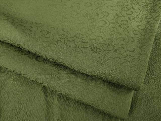 平和屋着物●上質な色無地　花唐草地紋　藍媚茶色　正絹　逸品　AABE4401ck