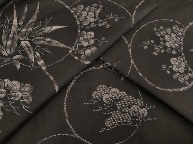 平和屋着物●本場大島紬　9マルキ　松竹梅丸文　正絹　逸品　AABE4402ck