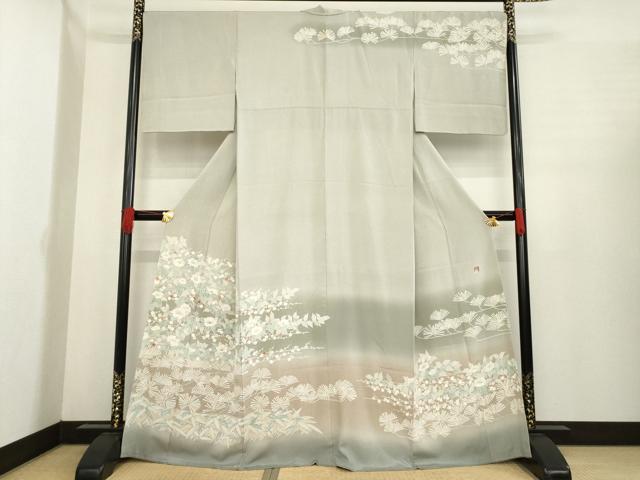 平和屋着物●東京友禅　木下冬彦　訪問着　枝花松文　暈し染め　正絹　逸品　AABE4416ck
