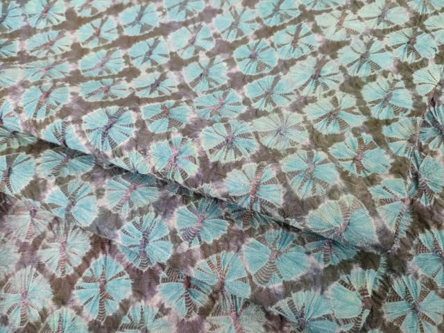 平和屋着物●菅原工房　菅原結作　漢方染紬　小紋　絞り　背抜き仕立て　正絹　逸品　AABE4419ck