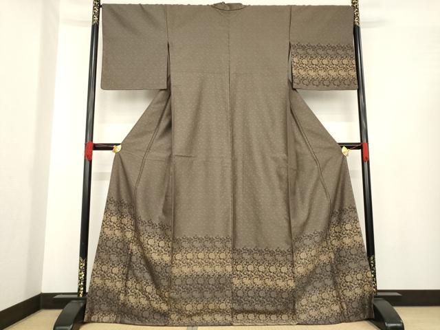 平和屋着物●お召　訪問着　花唐草文　正絹　逸品　AABE4421ck