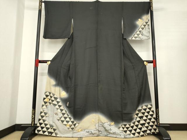 平和屋着物●訪問着　駒刺繍　中国三大刺繍　汕頭刺繍　スワトウ刺繍　うさぎ　いのしし　暈し染め　正絹　逸品　AABE4422ck