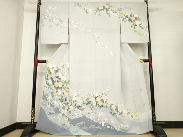 平和屋着物●訪問着　友禅　作家物　枝花文　正絹　逸品　AABE4435ck