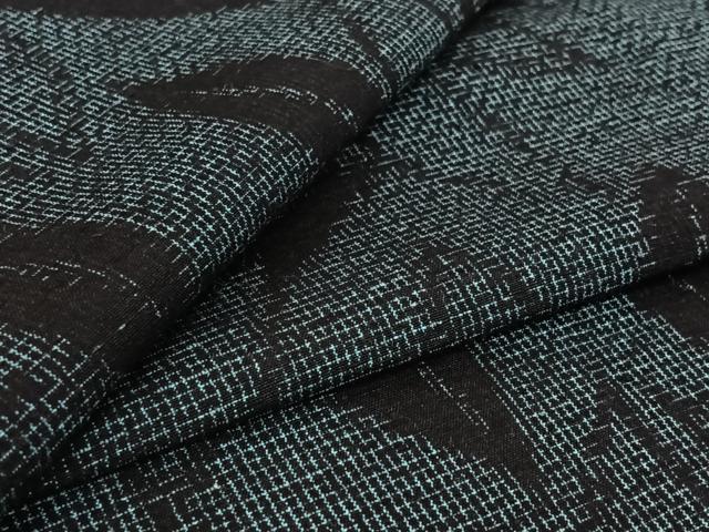 平和屋着物▽上質な紬　単衣　草葉文　正絹　逸品　AABE4655jh