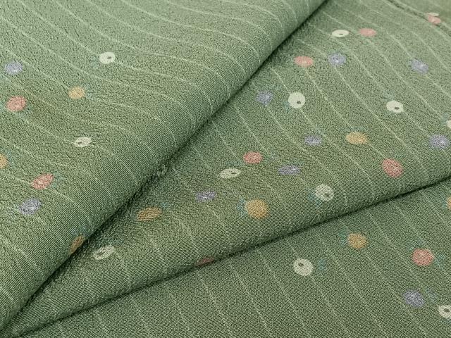 平和屋着物▽上質な小紋　単衣　丸文　正絹　逸品　AABE4664jh