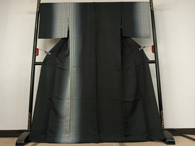 平和屋着物▽訪問着　単衣　格子　さが美扱い　正絹　逸品　AABE4672jh