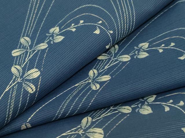 平和屋着物＊夏物　小紋　絽　流水葉文　洗える着物　AABE4689jd