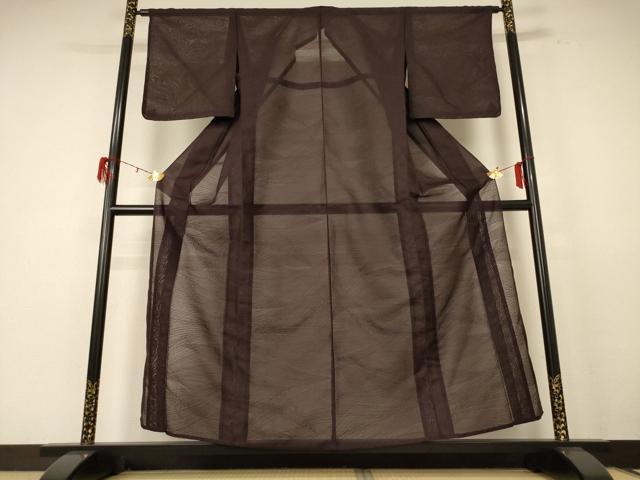 平和屋着物＊夏物　色無地　紗　黒鳶色　洗える着物　未使用　AABE4697jd