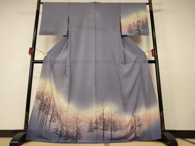 平和屋着物＊夏物　訪問着　絽縮緬　風景文　暈し染め　ロング丈　正絹　逸品　AABE4716jd