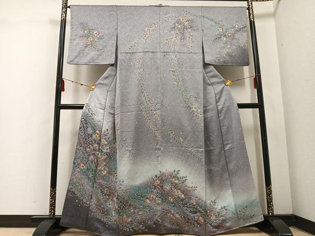 平和屋着物●訪問着　辻が花　絞り　暈し染め　金彩　正絹　逸品　AABE4806ph