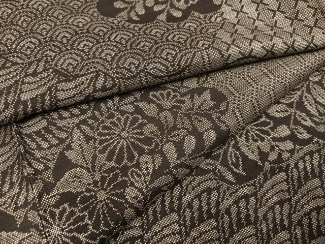 平和屋着物●本場大島紬　カタス9マルキ　吉祥花文　正絹　逸品　AABE4810ph