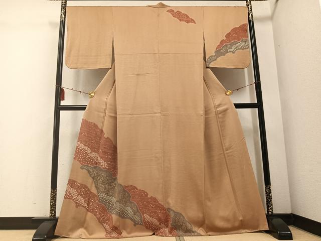 平和屋着物●訪問着　絞り　雪輪草花文　金彩　正絹　逸品　AABE4837ph