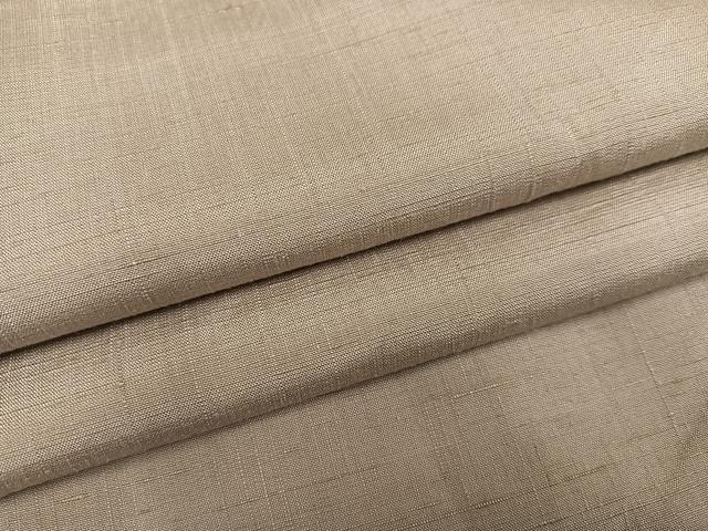 平和屋着物●男性　紬　色無地　白橡色　正絹　逸品　AABE4841ph