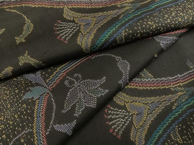 平和屋着物●本場大島紬　一元7マルキ　花尽くし　正絹　逸品　AABE4851ph