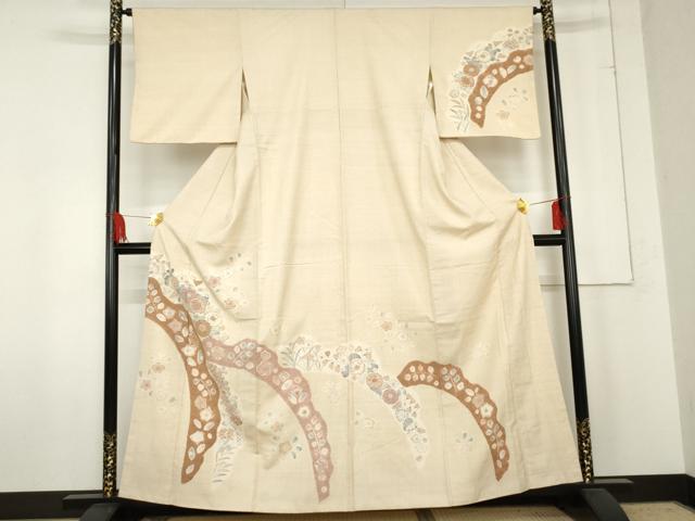 平和屋着物●訪問着　紬地　絞り　辻が花　正絹　逸品　AABE5202cs