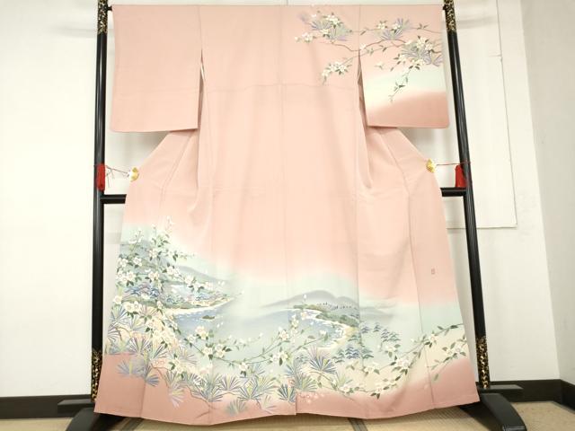 平和屋着物●訪問着　友禅　作家物　浜松風景文　暈し染め　正絹　逸品　AABE5222cs