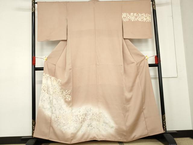 平和屋着物●訪問着　更紗花唐草文　暈し染め　金銀彩　正絹　逸品　AABE5233cs