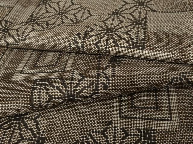 平和屋着物●本場大島紬　一元7マルキ　泥染め　色紙麻の葉文様　正絹　逸品　未使用　AABE5259cs