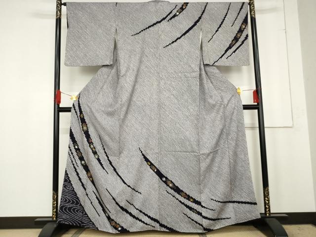 平和屋着物●訪問着　絞り　刺繍　花唐草文　金糸　正絹　逸品　AABE5288cs