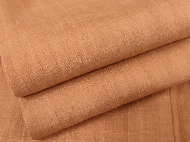 平和屋着物●結城紬　色無地　肉桂色　正絹　逸品　未使用　AABE5295cs