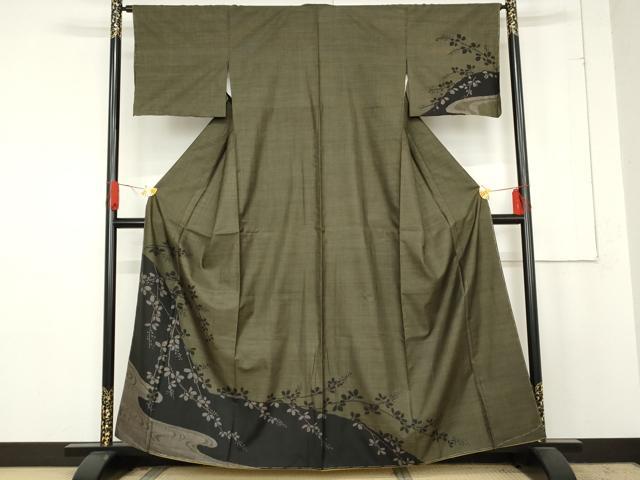 平和屋着物●本場大島紬　訪問着　カタス7マルキ　流水枝葉文　正絹　逸品　未使用　AABE5303cs