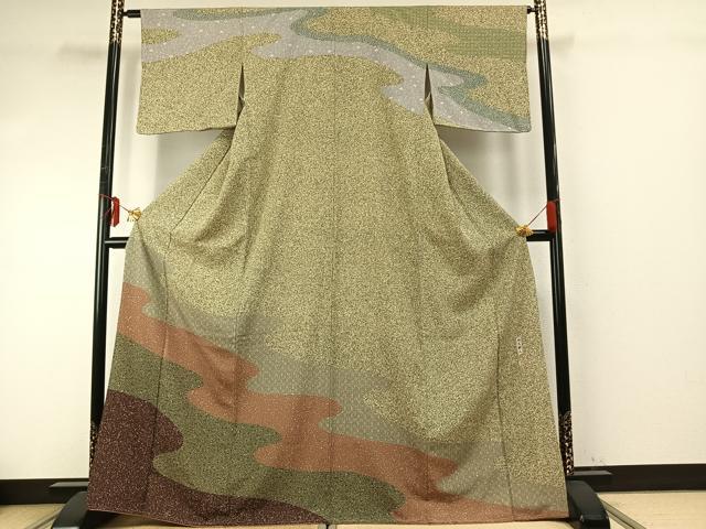 平和屋着物●伝統工芸士　坂尻耕人　訪問着　流水文　正絹　逸品　未使用　AABE5379fy