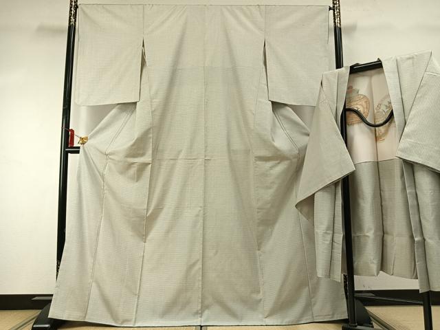 平和屋着物●本場大島紬　アンサンブル　白大島　100亀甲　総詰め　正絹　逸品　未使用　AABE5390fy