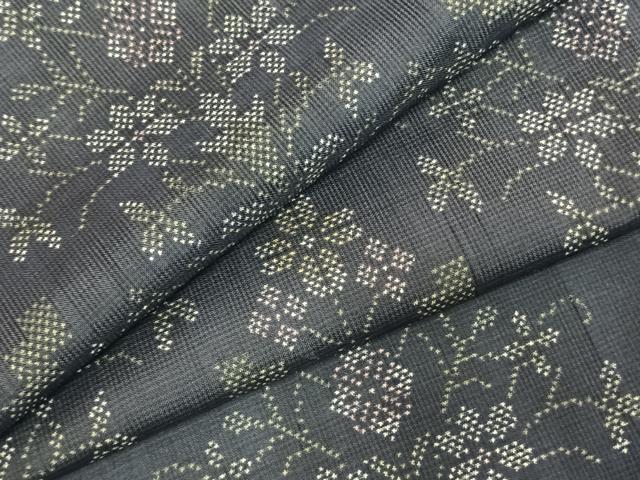 平和屋着物●本場大島紬　一元7マルキ　草花文　正絹　逸品　AABE5399fy