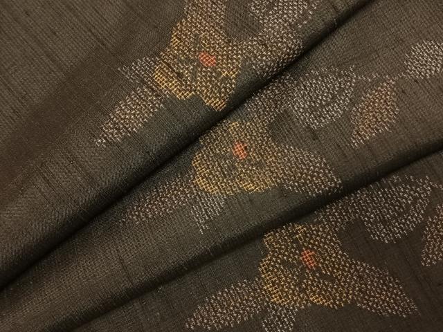 平和屋着物●上質な紬　草花文　正絹　逸品　未使用　AABE5408fy