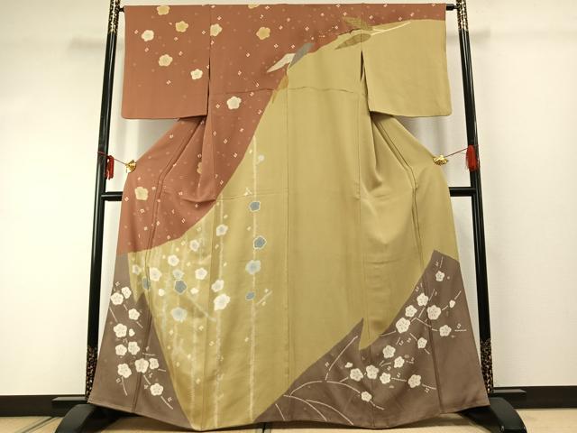 平和屋着物●訪問着　絞り　舞花文　金彩　正絹　逸品　AABE5414fy