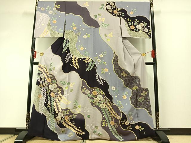 平和屋着物●訪問着　絞り　辻が花　正絹　逸品　AABE5418fy