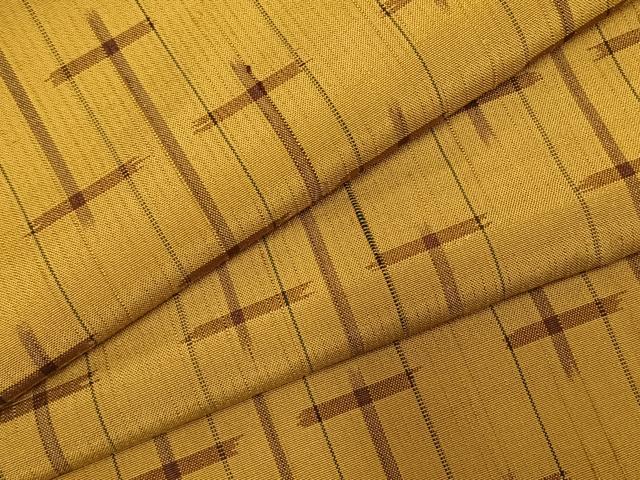 平和屋着物●本場黄八丈　紬　十字絣間道　正絹　逸品　AABE5436fy