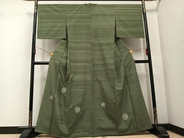 平和屋着物●色留訪問着　作家物　紬地　花丸文　正絹　逸品　AABE5880ph