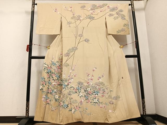 平和屋着物●訪問着　友禅　作家物　茂樹　枝花文　暈し染め　正絹　逸品　AABE5883ph