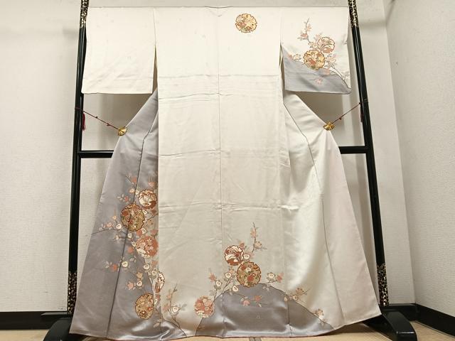 平和屋着物●十日町老舗ブランド　吉澤友禅　吾妻徳穂　訪問着　雪輪枝花文　金彩　正絹　逸品　AABE5913ph