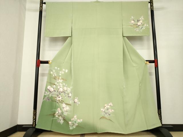 平和屋着物●訪問着　友禅　エ霞花文　暈し染め　金彩　正絹　逸品　AABE5933ck