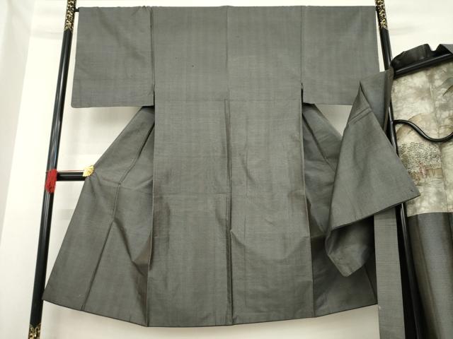 平和屋着物●男性　本場大島紬　アンサンブル　亀甲文　正絹　逸品　AABE5953ck