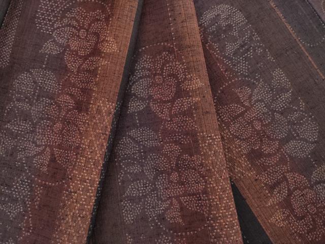 平和屋着物●結城紬　短冊花間道　正絹　逸品　AABE5957ck