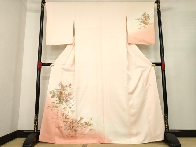 平和屋着物●金彩友禅　卓越技能者・名工・和田光正　訪問着　御所車花文　暈し染め　金銀彩　正絹　逸品　AABE5983ck