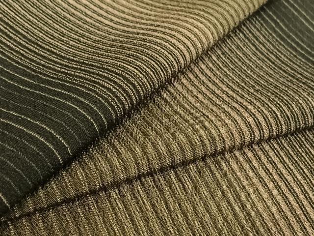 平和屋着物▽上質な小紋　単衣　縞　正絹　逸品　AABE6697jh