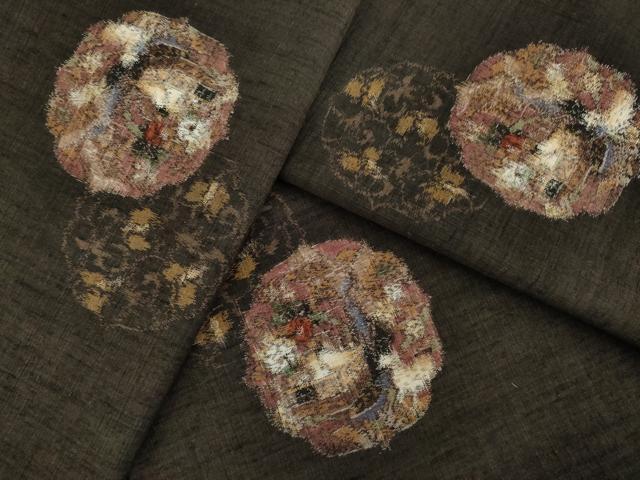 平和屋着物●上質な紬　鳥獣草花文　正絹　逸品　未使用　AABE6763ck